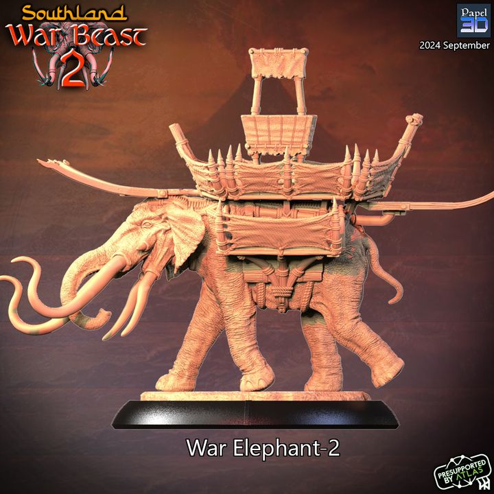 3D Printable War Elephant - 2 by Papel 3D
